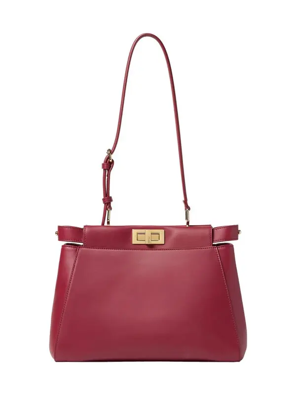 Fendi My Peekaboo Small Dark Red Leather Bag - [red]